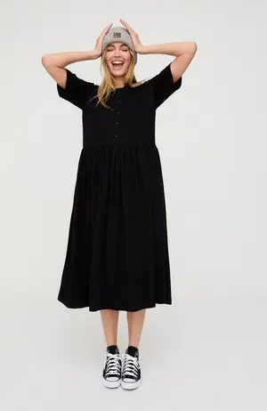 TURTLEDOVE LONDON Organic Cotton Matilda Midi Dress - Black