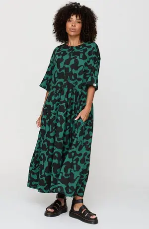 TURTLEDOVE LONDON Organic Cotton Matilda Midi Dress - Green