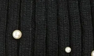 Tasha Faux Pearl Studded Beanie - Black