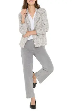NIC+ZOE Chain Trim Fringe Knit Jacket