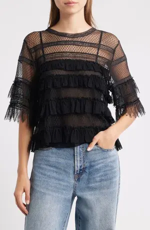 The Great. Winter Lace & Mesh Top