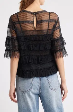 The Great. Winter Lace & Mesh Top