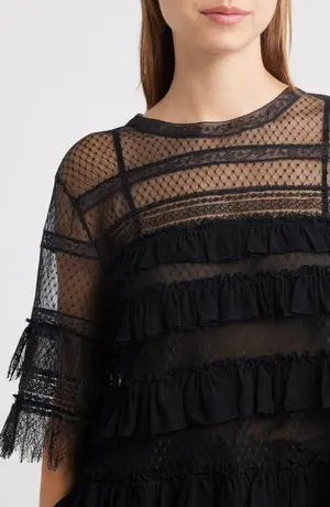 The Great. Winter Lace & Mesh Top