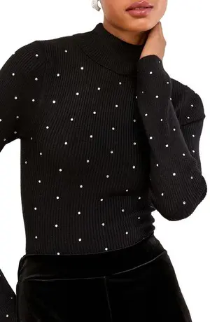 LIPSY Embellished Rib Mock Neck Sweater