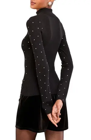 LIPSY Embellished Rib Mock Neck Sweater
