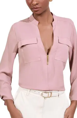 LIPSY Half Zip Utility Top - Pink