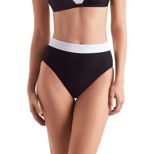 MIMI FLAMINGO Brooke High Waist Swim Bottoms - Blk/wht