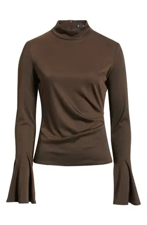 Mango Ruched Bell Sleeve Top