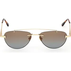 TOM FORD Gradient Pilot Sunglasses - Gold/brown Light Blue Lens