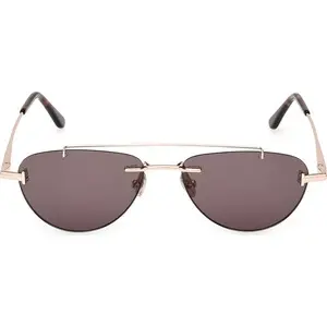 TOM FORD Gradient Pilot Sunglasses - Shiny Rose Gold/smoke Lens