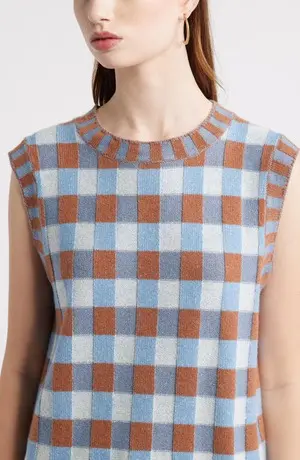 Treasure & Bond Gingham Check Wool & Cashmere Sweater Vest