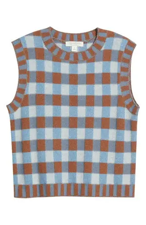 Treasure & Bond Gingham Check Wool & Cashmere Sweater Vest