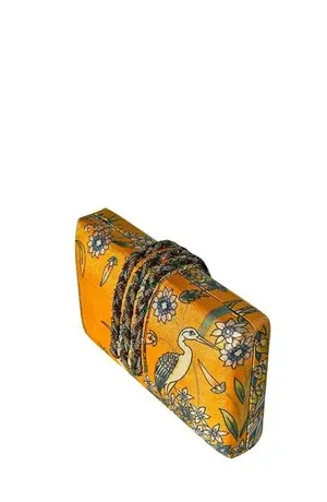 SIMITRI Printed Braid Clutch - Orange Paradise Bird