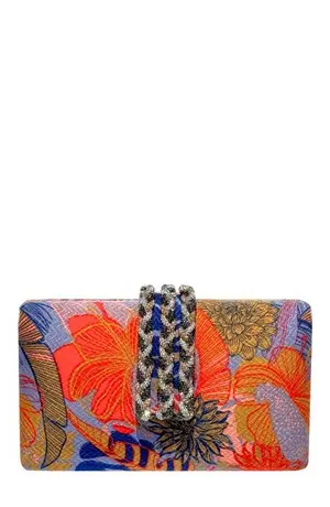 SIMITRI Printed Braid Clutch - Saffron