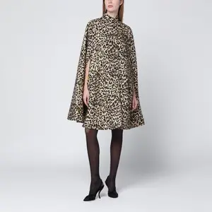 Valentino Garavani Animal-print Wool Cape