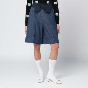 Valentino Garavani Denim Bermuda Shorts With Bow