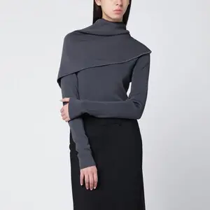 ENTIRE STUDIOS Turtleneck Sweater With Cape Detail - Grey