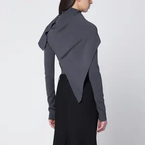 ENTIRE STUDIOS Turtleneck Sweater With Cape Detail - Grey