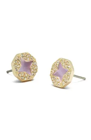 Tory Burch Forget Me Not Mother-of-pearl & Pavé Stud Earrings - Tory Gold/pink/crystal