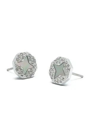 Tory Burch Forget Me Not Mother-of-pearl & Pavé Stud Earrings - Tory Silver/pearl/crystal