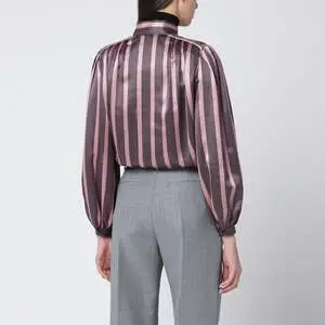 Valentino Garavani Striped Crepe De Chine Shirt - Pink