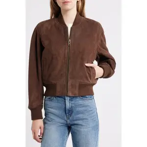 SCHOTT Suede Bomber Jacket - Brown
