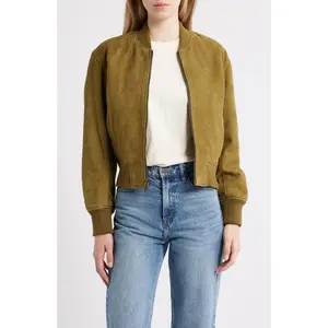 SCHOTT Suede Bomber Jacket - Olive