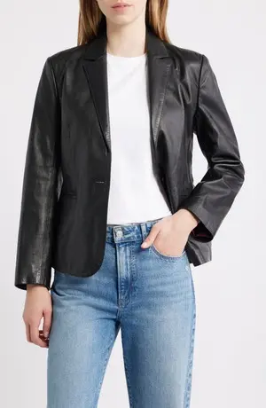 SCHOTT Fitted Lambskin Blazer - Black