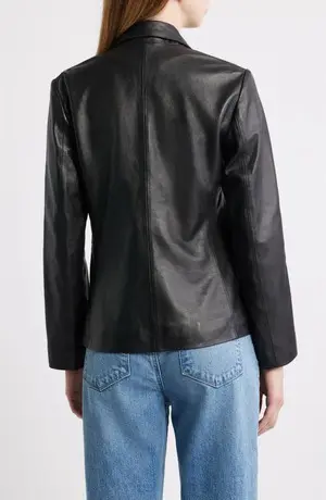 SCHOTT Fitted Lambskin Blazer - Black