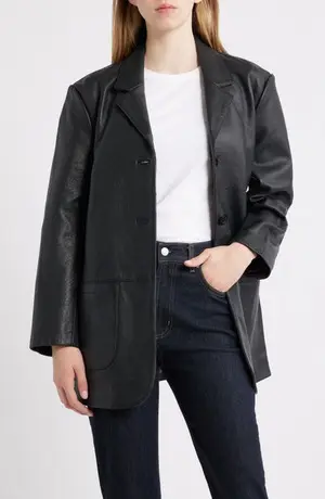 SCHOTT Oversized Leather Blazer
