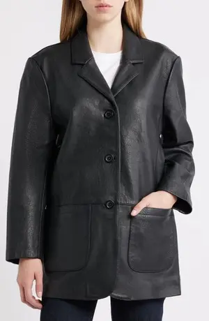 SCHOTT Oversized Leather Blazer