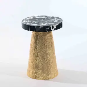 LUNARES Bianco Nero Accent Table - Gold