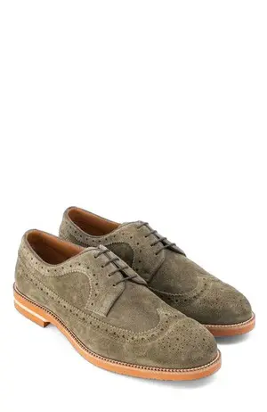 ANTHONY VEER Hamilton Wingtip Derby - Olive Suede