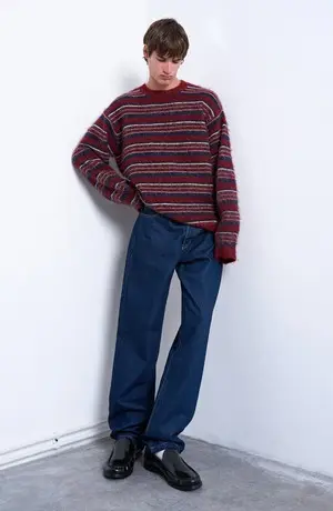 Topman Oversize Stripe Crewneck Sweater