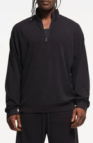SKIMS Jersey Lounge Quarter Zip Pullover - Obsidian