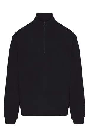 SKIMS Jersey Lounge Quarter Zip Pullover - Obsidian