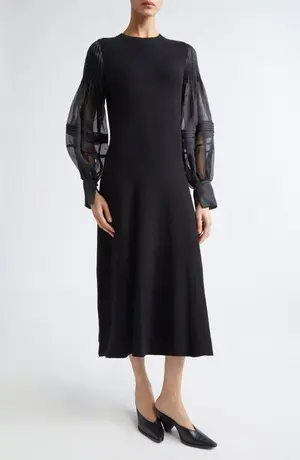 Altuzarra Carino Long Sleeve Silk Midi Dress - Black