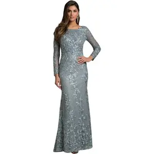 LARA NEW YORK Lace Appliqué Embellished Long Sleeve Dress
