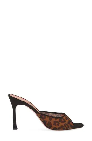 Amina Muaddi Alexa Slide Sandal - Mesh Leopard