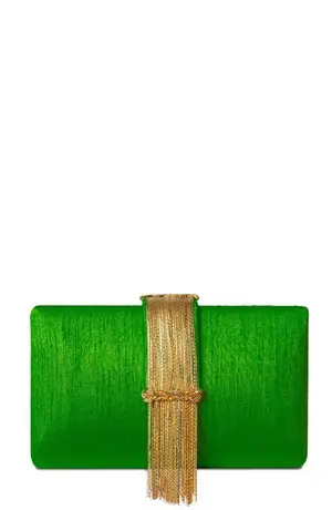 SIMITRI Fringe Clutch - Moss