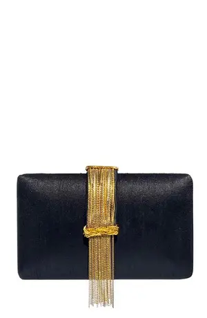 SIMITRI Fringe Clutch - Noir