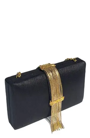 SIMITRI Fringe Clutch - Noir
