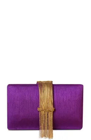SIMITRI Dupioni Silk Fringe Clutch - Royal