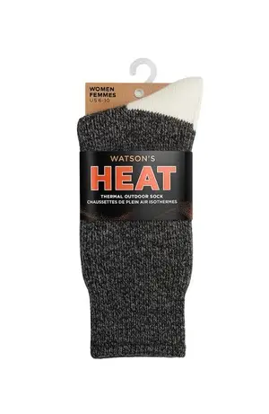 WATSON'S Heat Thermal Crew Socks - Charcoal Mix/cream