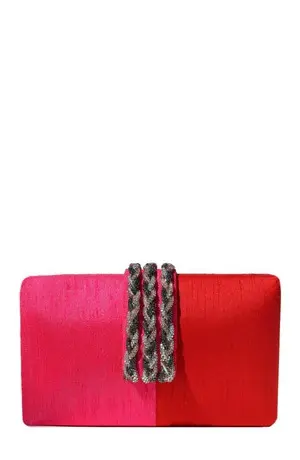 SIMITRI Braided Fringe Color Block Clutch - Gulaab