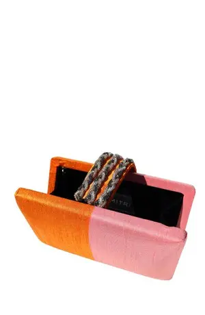 SIMITRI Braided Crystal Flap Clutch - Mango