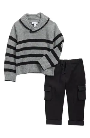 Splendid Stripe Sweater And Cargo Pants Set - Black Stripe