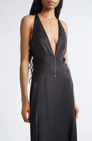 Ramy Brook Belle Plunge Neck Gown - Black