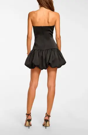 Ramy Brook Strapless Bubble Hem Mini Dress - Black