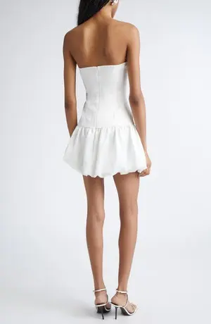 Ramy Brook Strapless Bubble Hem Mini Dress - Ivory